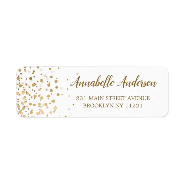 Simple Modern Elegant Gold Glitter Confetti Script Label | Zazzle