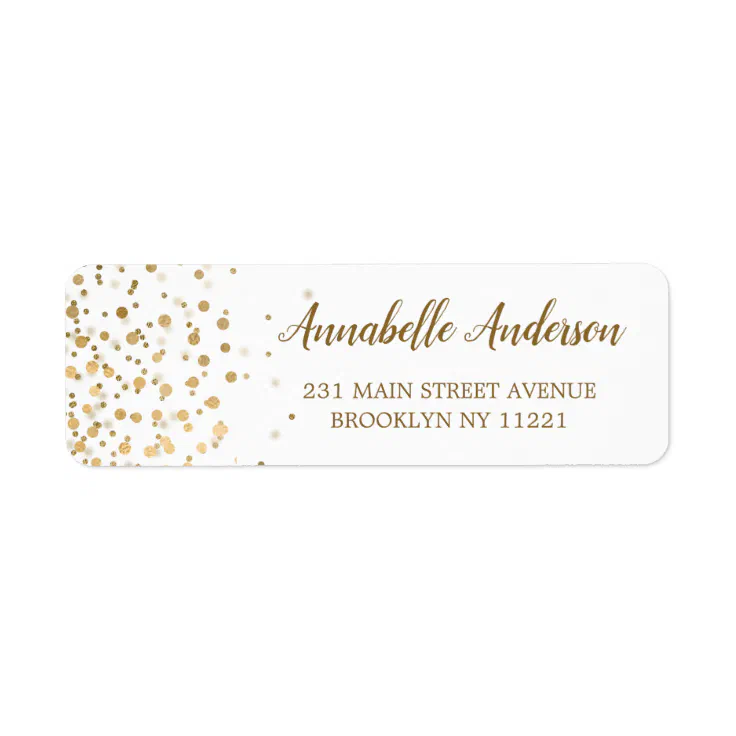Simple Modern Elegant Gold Glitter Confetti Script Label | Zazzle