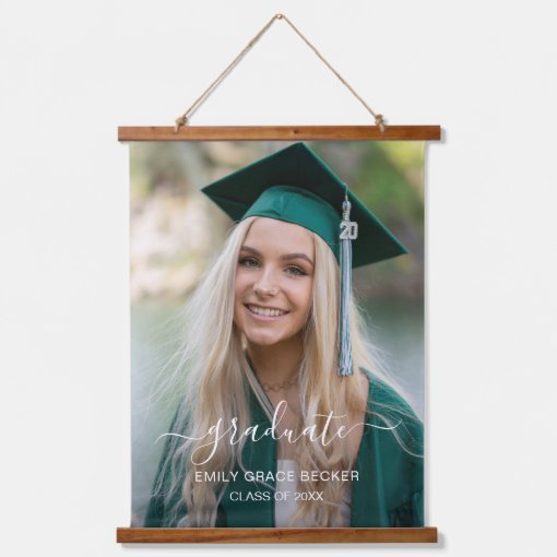 Simple Modern Elegant Graduate Photo Graduation Hanging Tapestry | Zazzle
