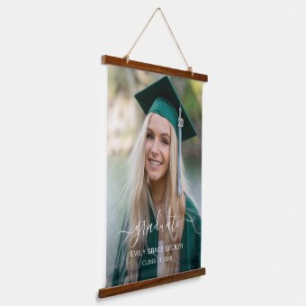 Simple Modern Elegant Graduate Photo Graduation Hanging Tapestry | Zazzle