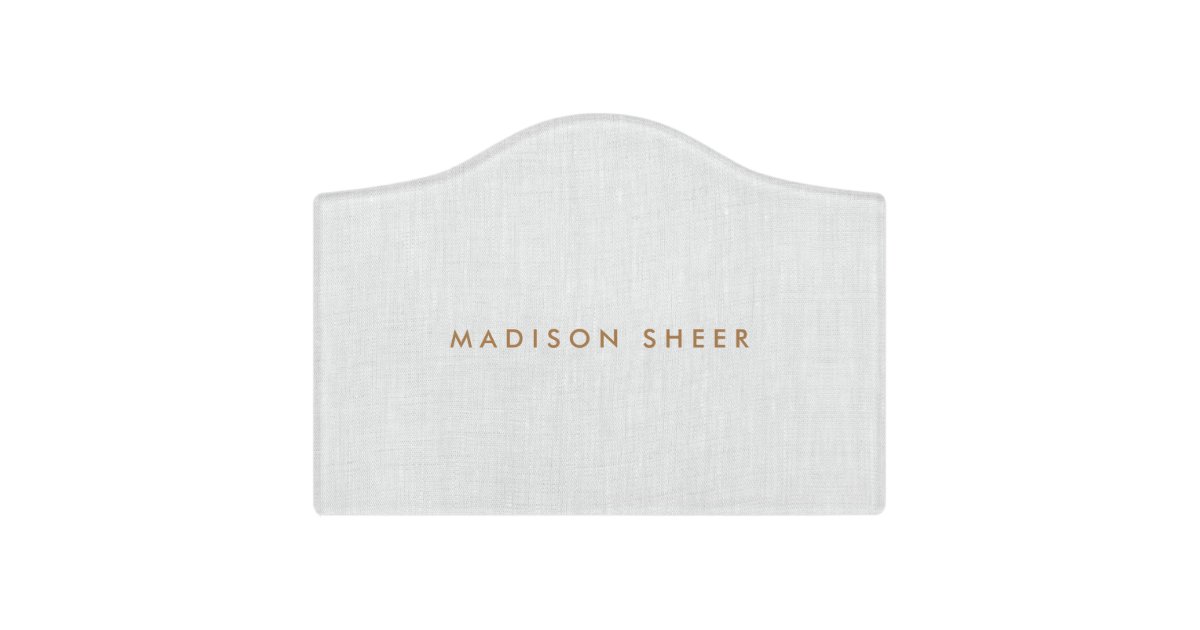 Simple Modern, Elegant Gray Linen Professional Door Sign | Zazzle