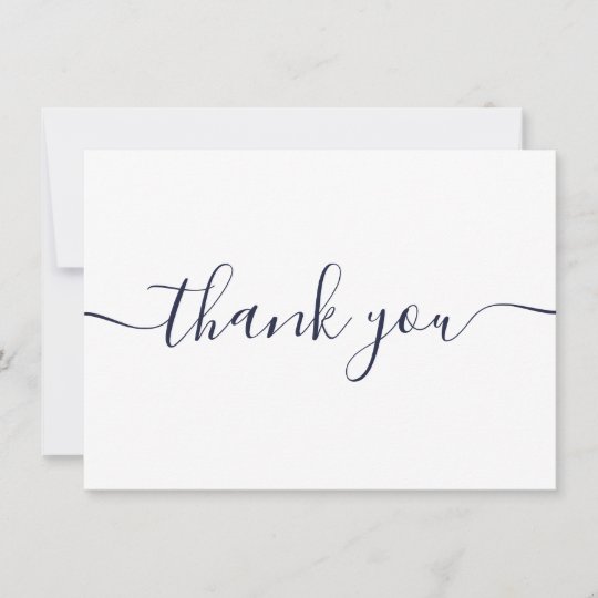 Simple Modern Elegant Navy Blue Script Thank You Card | Zazzle.com