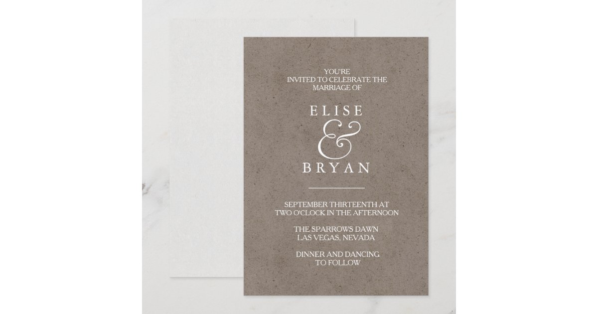 Simple Modern Elegant Wedding Invitation | Zazzle