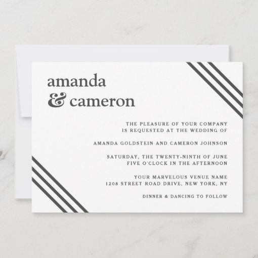 Simple Modern Elegant White Wedding Invitation | Zazzle