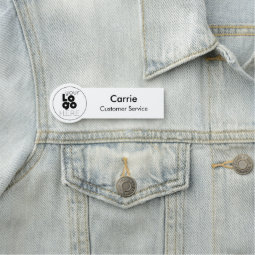 Simple Modern Employee Name Tag for Round Logo | Zazzle