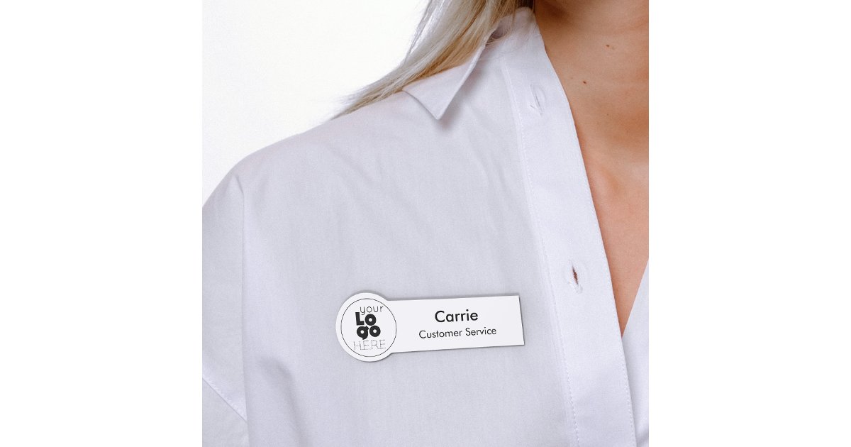 Simple Modern Employee Name Tag for Round Logo | Zazzle