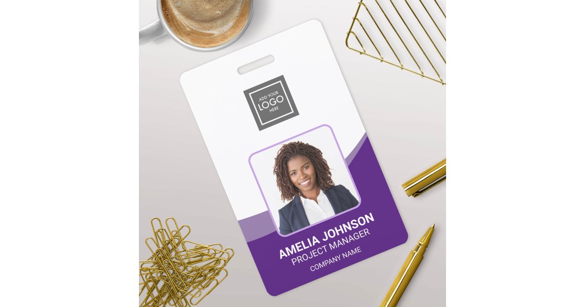 Simple Modern Employee Photo ID Badge | Zazzle