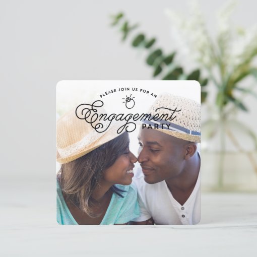 Simple Modern Engagement Party Full Photo Square Invitation | Zazzle