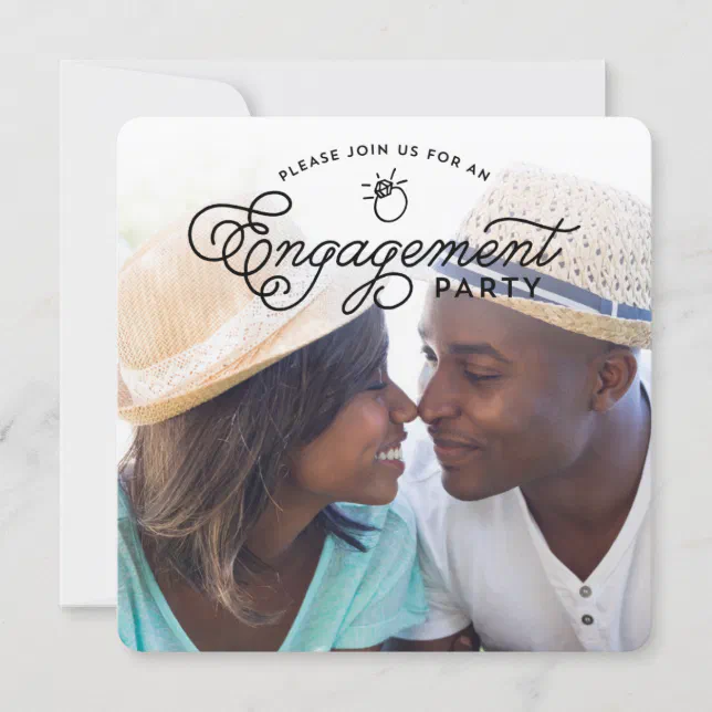 Simple Modern Engagement Party Full Photo Square Invitation | Zazzle