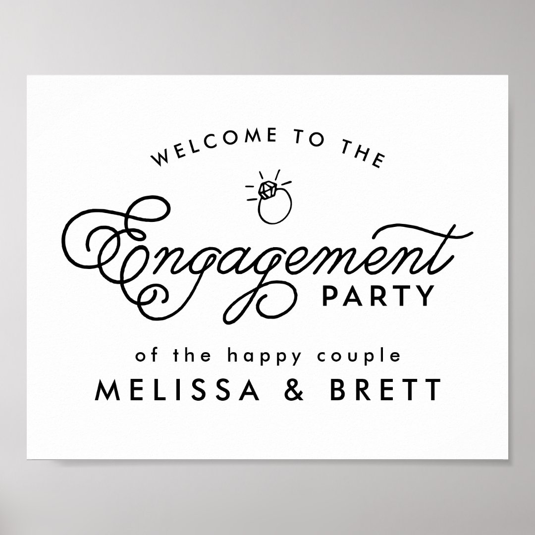 Simple Modern Engagement Party Welcome Poster | Zazzle