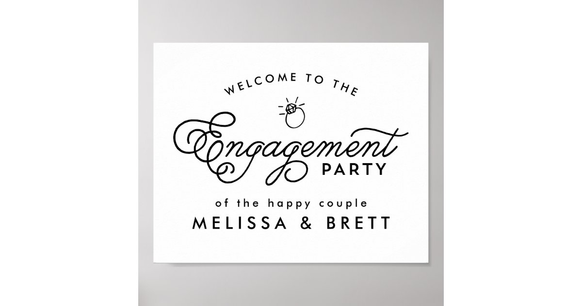 Simple Modern Engagement Party Welcome Poster | Zazzle