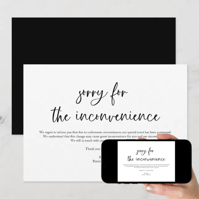 Simple Modern Event Cancellation Announcement Note | Zazzle