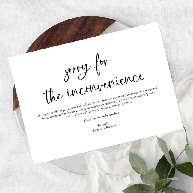 Simple Modern Event Cancellation Announcement Note | Zazzle