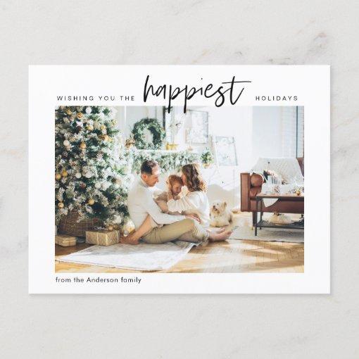 Simple Modern Family Photo | Happy Holiday Postcar Postcard | Zazzle