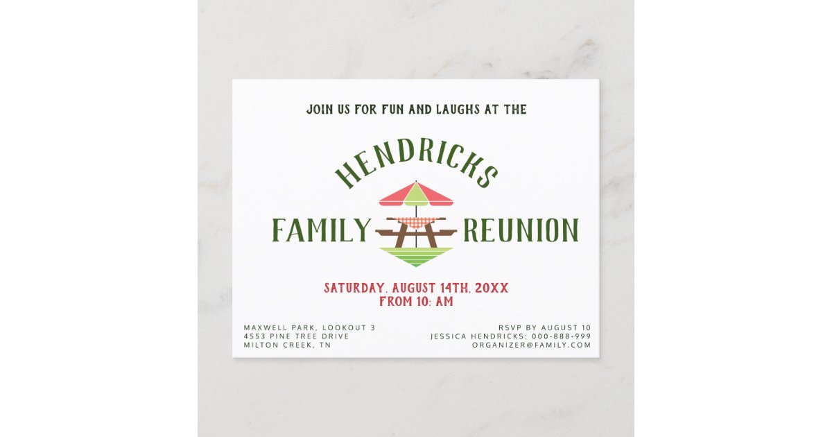 Simple, Modern Family Reunion Postcard | Zazzle