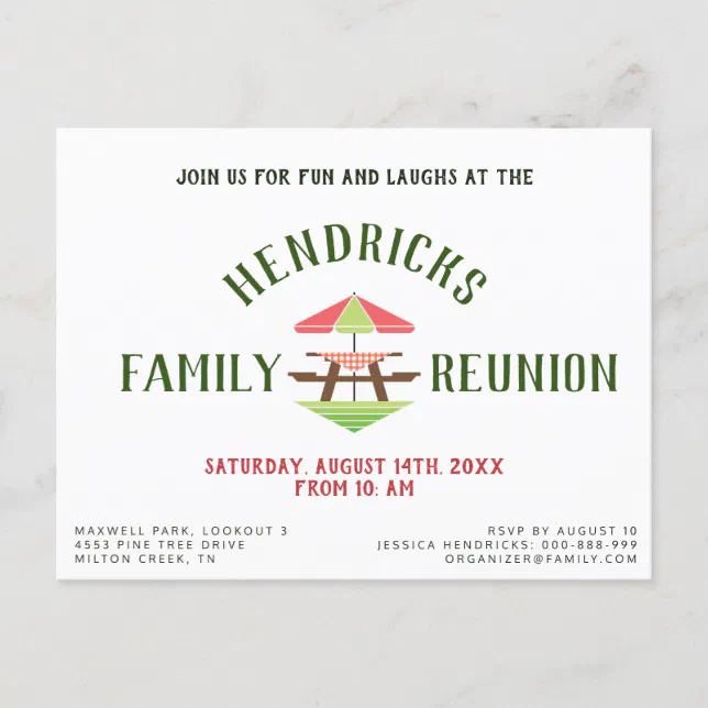 Simple, Modern Family Reunion Postcard | Zazzle