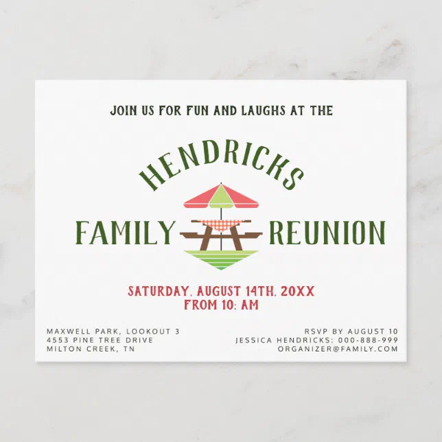 Simple, Modern Family Reunion Postcard | Zazzle