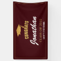 Simple Modern Glitter Grad Red Maroon Graduation Banner | Zazzle