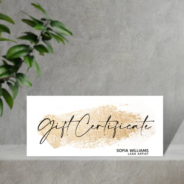 Simple & Modern Gold Certificate Gift Card | Zazzle