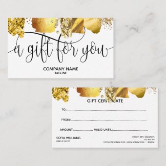 Simple & Modern Gold Certificate Gift Card | Zazzle