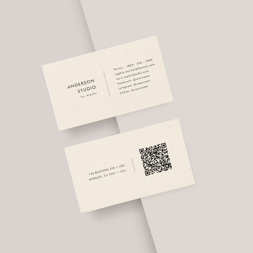Simple Modern Gold Cream QR Code Business Card | Zazzle