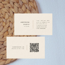 Simple Modern Gold Cream QR Code Business Card | Zazzle