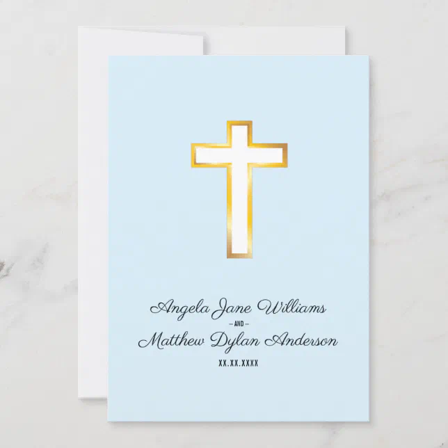 Simple Modern Gold Cross Religious Church Ceremony Invitation | Zazzle