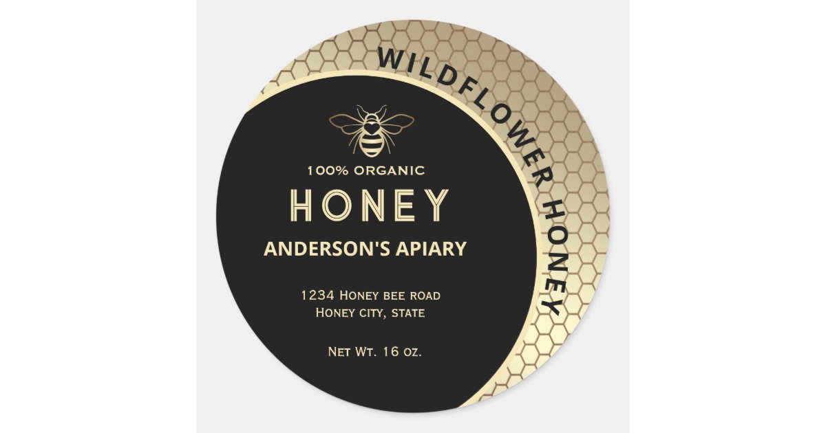 Simple Modern gold honey comb Classic Round Sticker | Zazzle