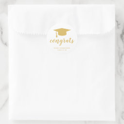 Simple Modern Gold Mortar Board Elegant Graduation Classic Round ...