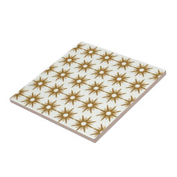 Simple Modern Gold White Starburst Pattern Ceramic Tile | Zazzle