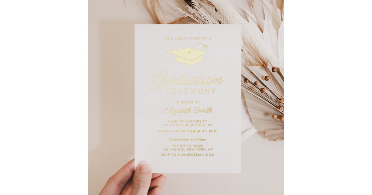 simple modern graduation ceremony foil invitation | Zazzle
