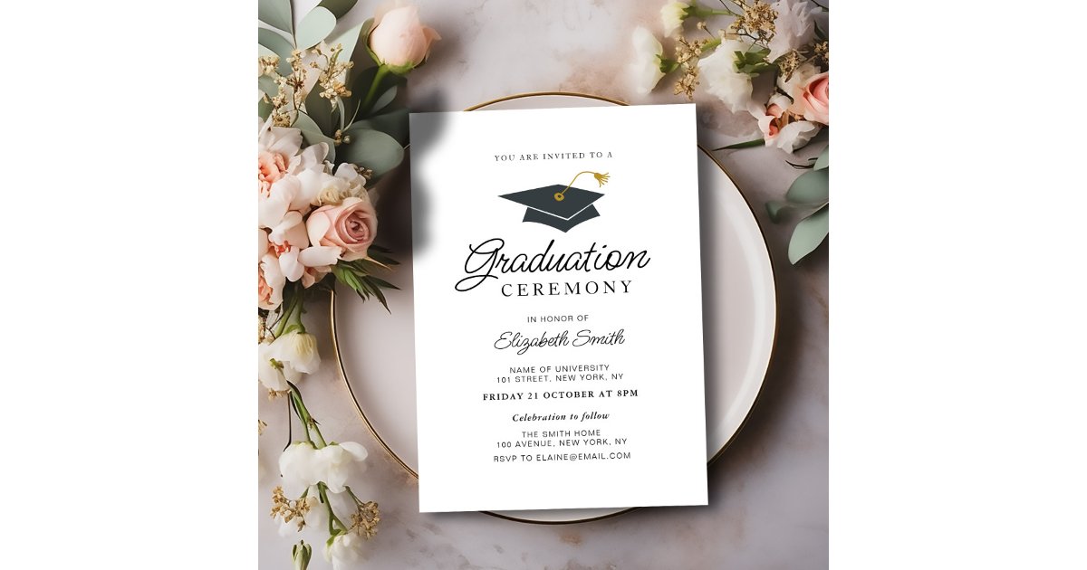 simple modern graduation ceremony invitation | Zazzle