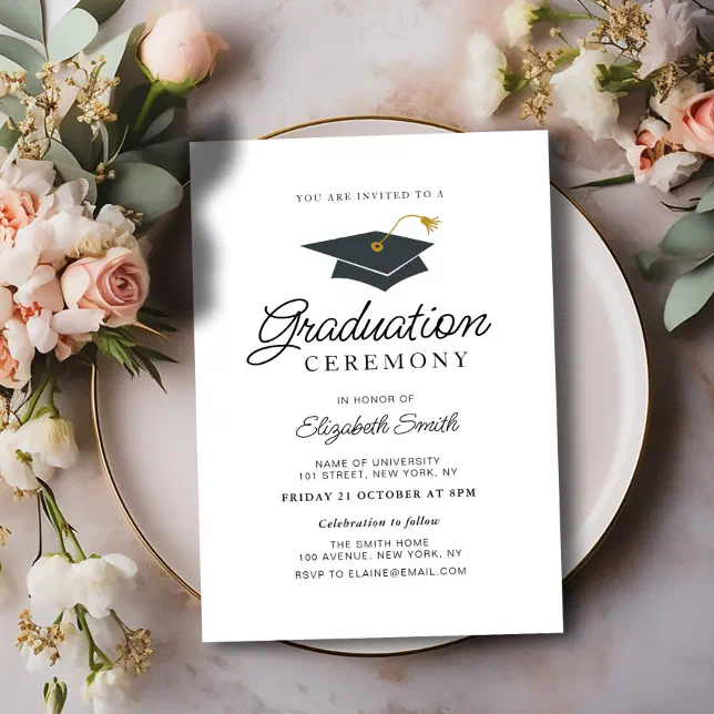 simple modern graduation ceremony invitation | Zazzle