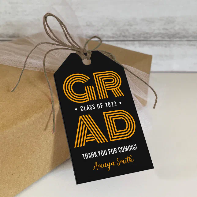 Simple Modern Graduation Thank You Gift Tag | Zazzle