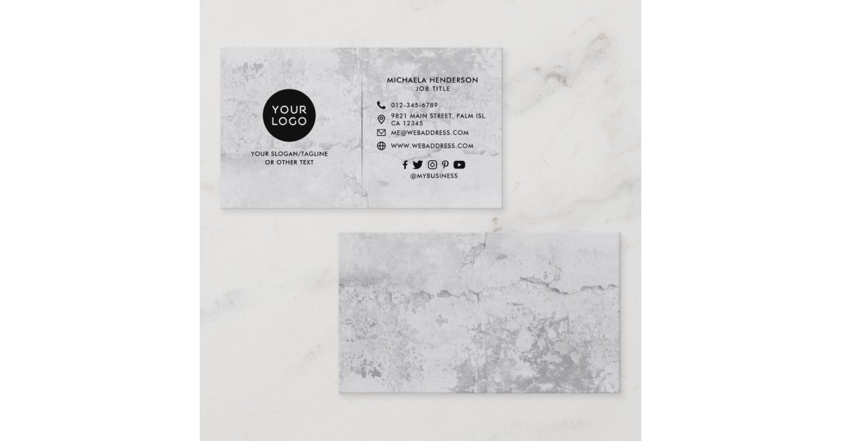 Simple Modern Gray Concrete/Cement Business Card | Zazzle