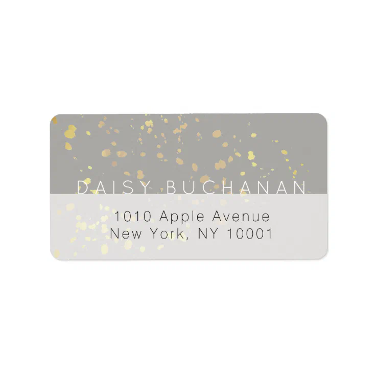 Simple Modern Gray Gold Glitter Address Label | Zazzle