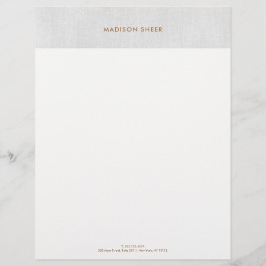 Simple Modern Gray Linen, Minimalist Professional Letterhead | Zazzle.com