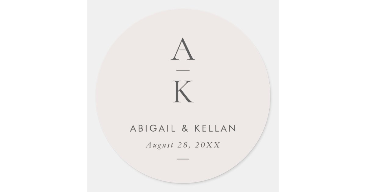 Simple Modern Gray Monogram Mix Match Wedding Classic Round Sticker ...