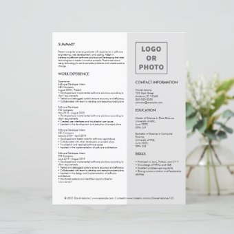 Simple Modern Gray White Grad Resume CV Template | Zazzle