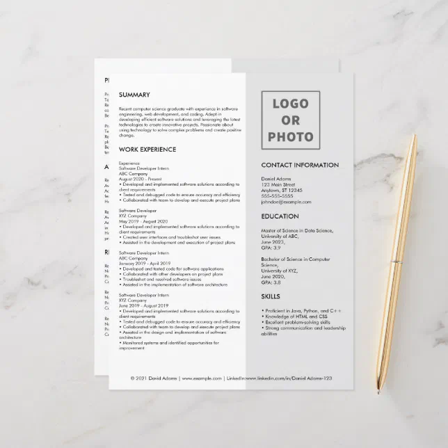 Simple Modern Gray White Grad Resume CV Template | Zazzle