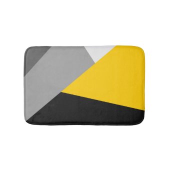 Simple Modern Gray Yellow and Black Geo Bathroom Mat | Zazzle