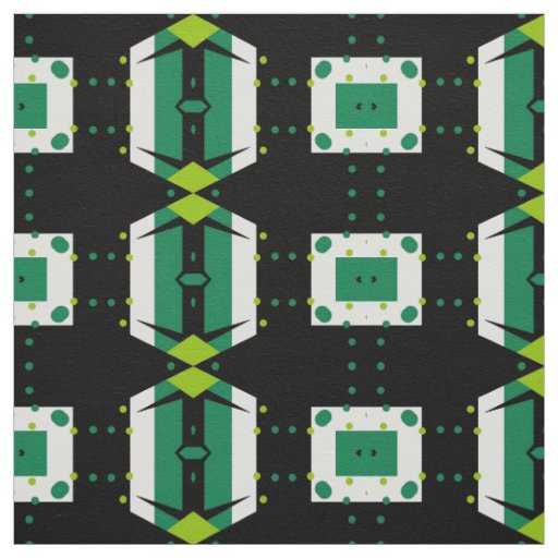 Simple Modern Green Black & White Pattern Fabric | Zazzle