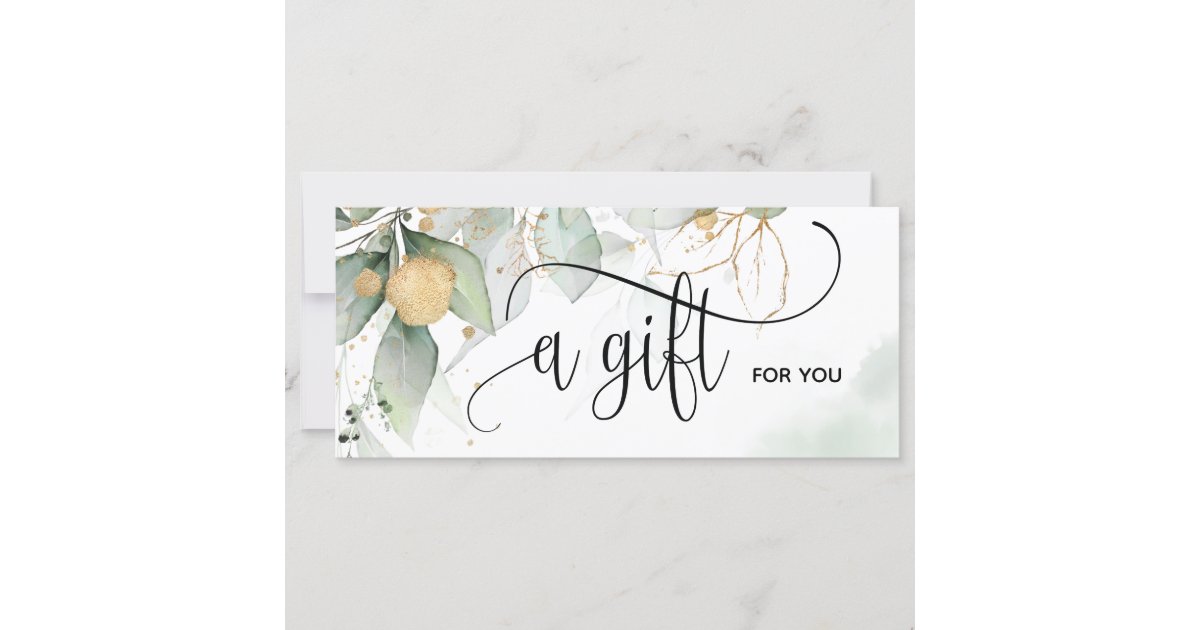Simple Modern Greenery Gift Certificate Gift Card | Zazzle