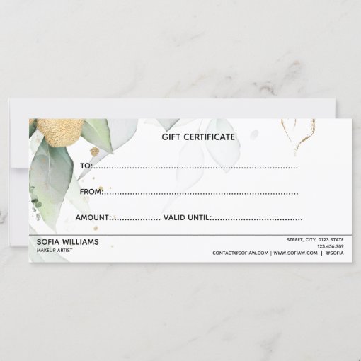 Simple Modern Greenery Gift Certificate Gift Card | Zazzle