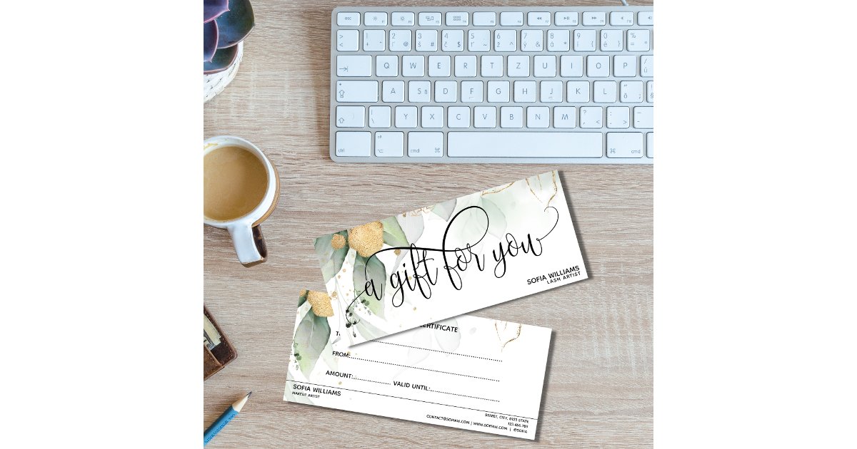 Simple Modern Greenery Gift Certificate Gift Card | Zazzle