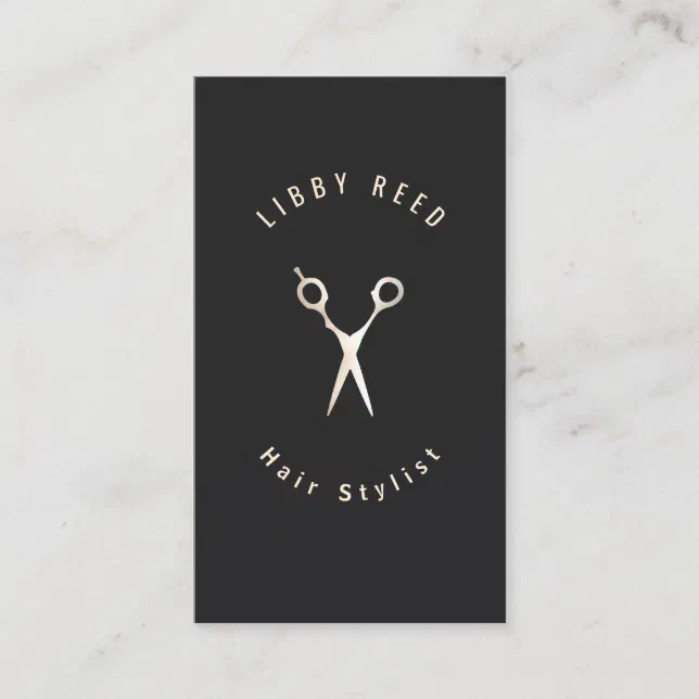 Simple Modern Hair Stylist Scissors Black Business Card | Zazzle