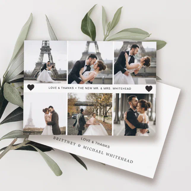 Simple Modern Hand-Lettered Photo Collage Thank You Card | Zazzle