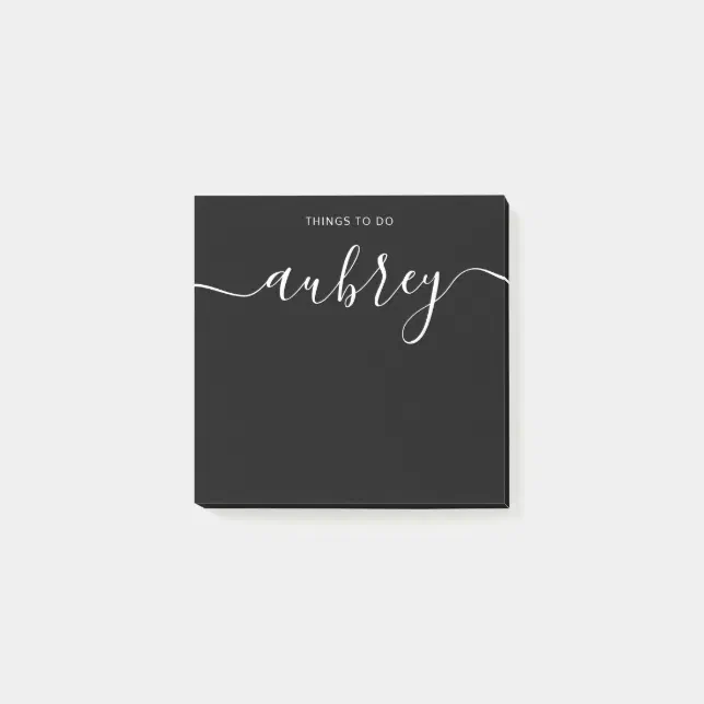 Simple Modern Handwritten Name Black Post-it Notes | Zazzle