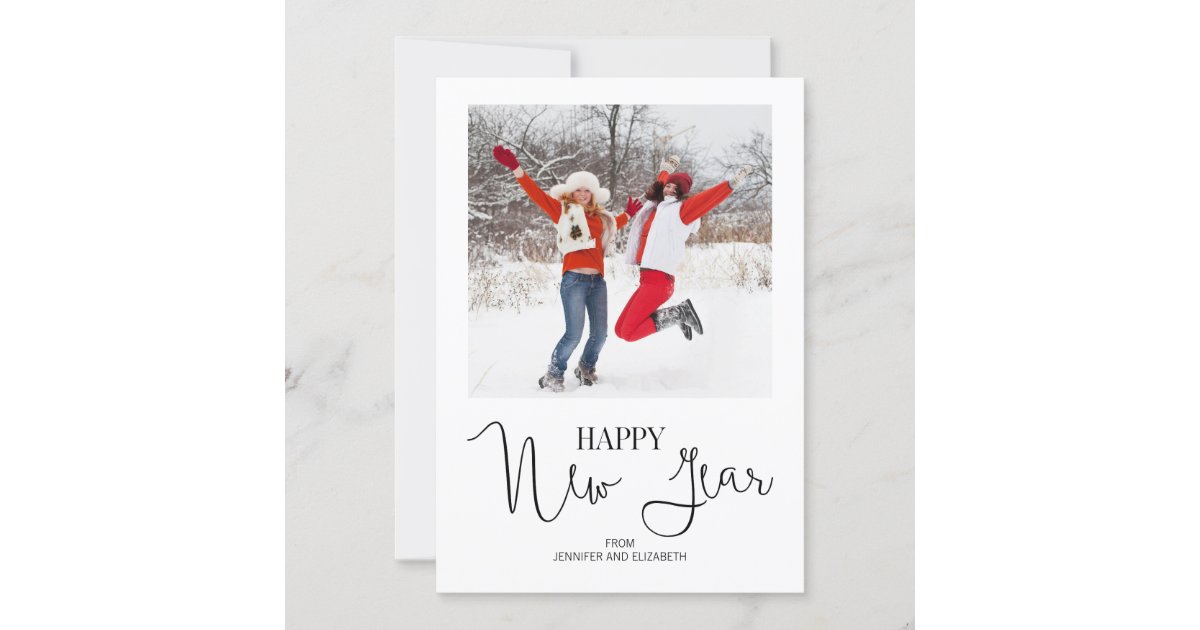 Simple Modern Happy New Year's Photo Card | Zazzle
