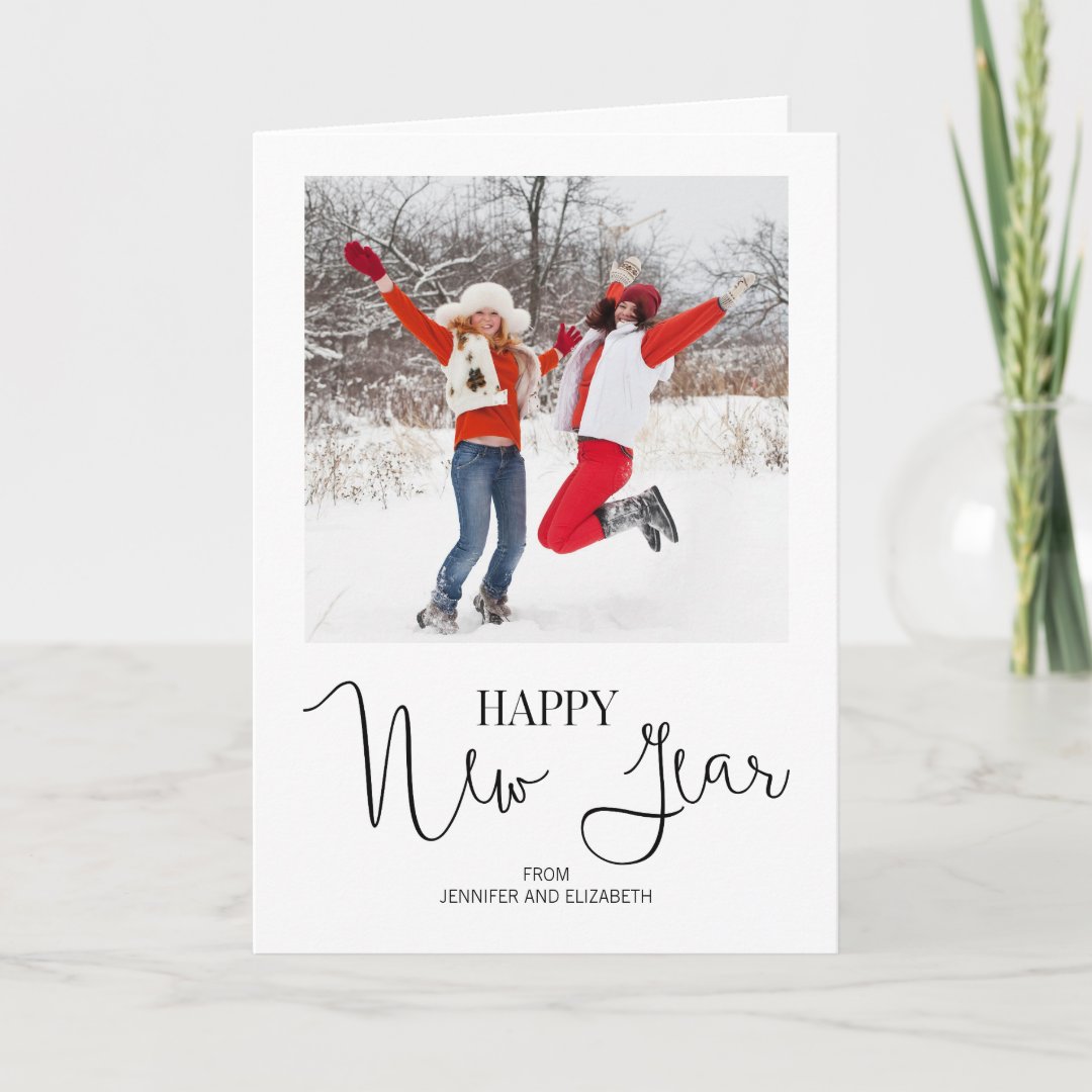 Simple Modern Happy New Year's Photo Greeting Card | Zazzle